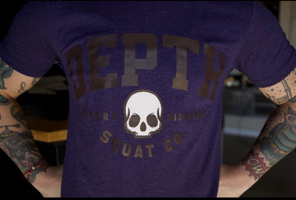 ( Depth Crew Grey Font (Front Logo) – Depth Before Dishonor Squat Company